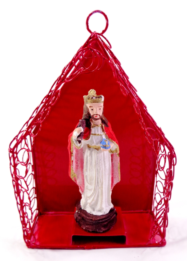 JESUS CHRIST IN TIN HOUSE (RED) FOR CATHOLIC HOME ALTAR TABLE RELIGIOUS ...