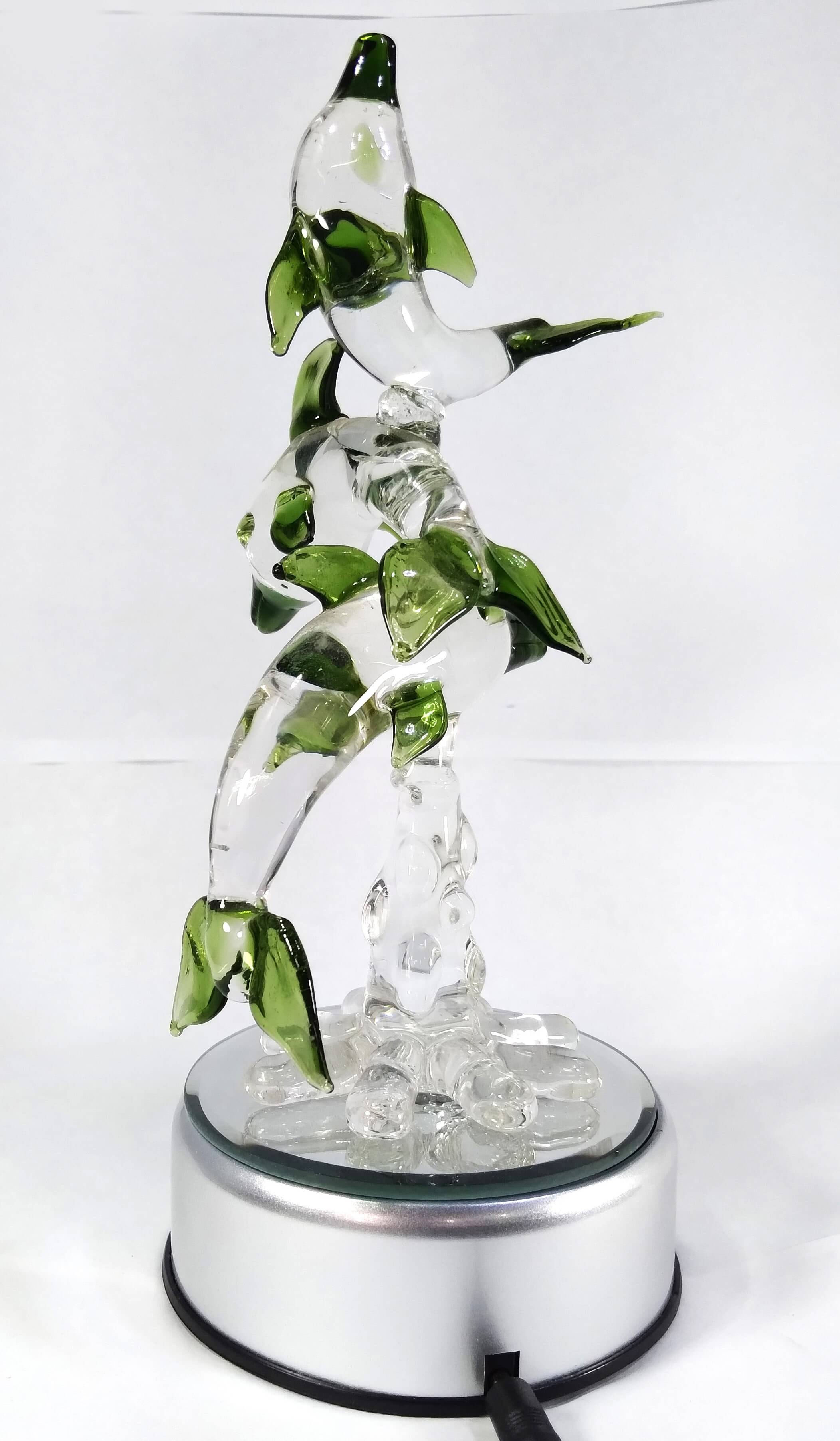 GLASS DOLPHIN FIGURINES HOME DECOR ACCENTS by LIMAN GLASS HANDRCAFTED