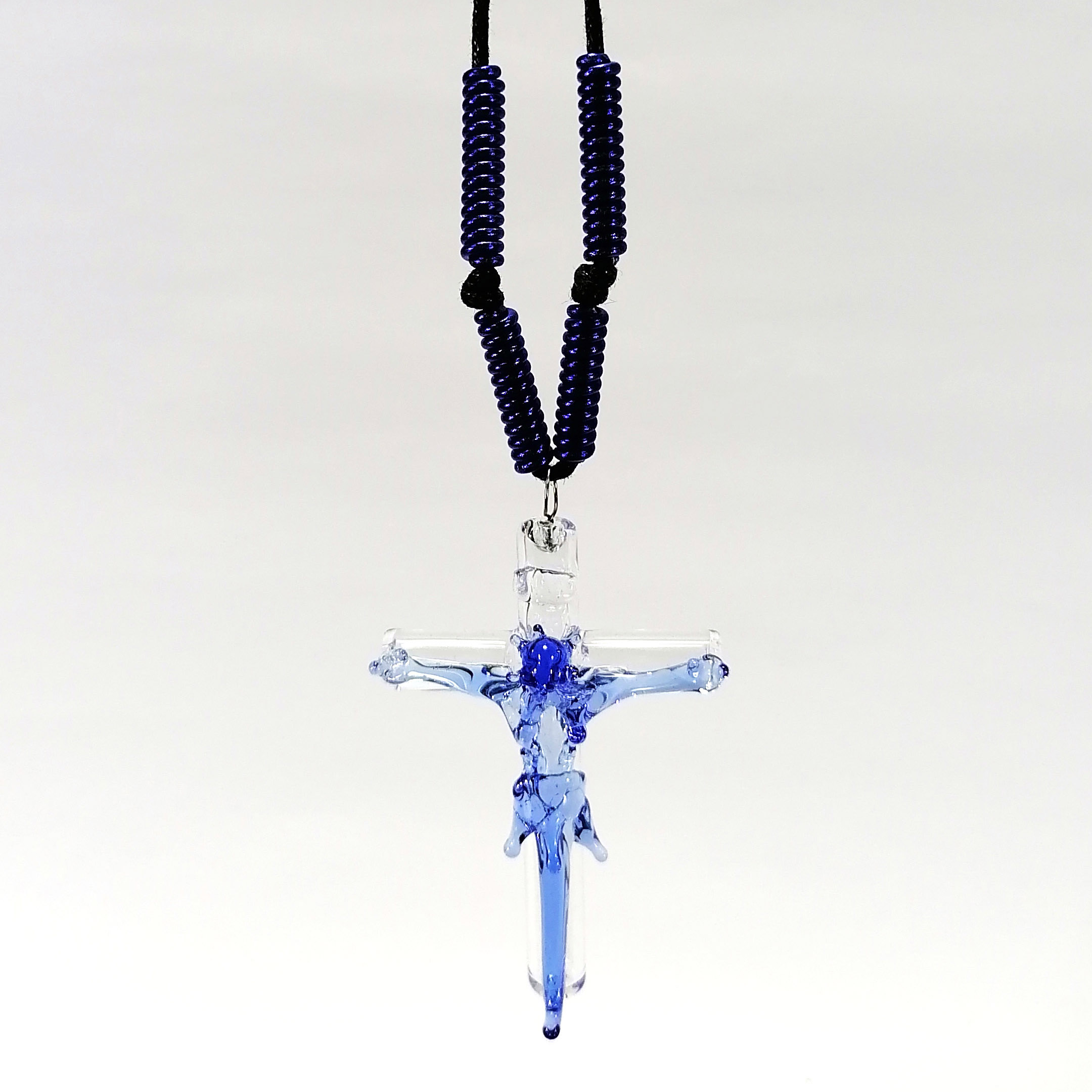 CROSS NECKLACE GLASS CRUCIFIX JESUS PENDANT 9 COLORS by LIMAN GLASS ...