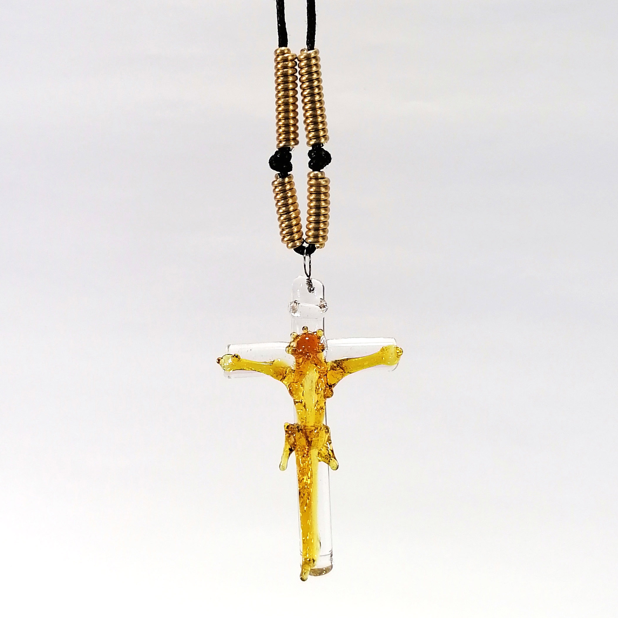 CROSS NECKLACE GLASS CRUCIFIX JESUS PENDANT 9 COLORS by LIMAN GLASS ...