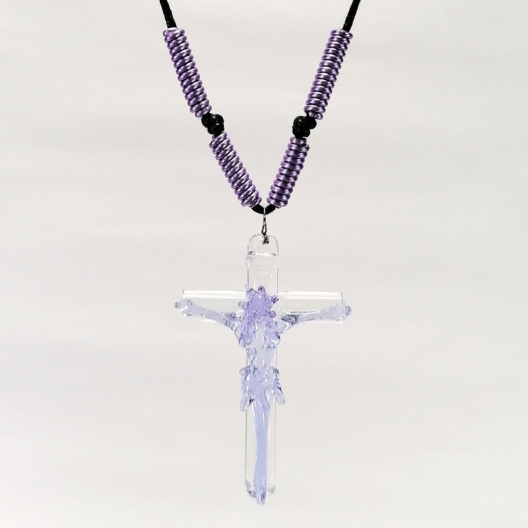 CROSS NECKLACE GLASS CRUCIFIX JESUS PENDANT 9 COLORS by LIMAN GLASS ...