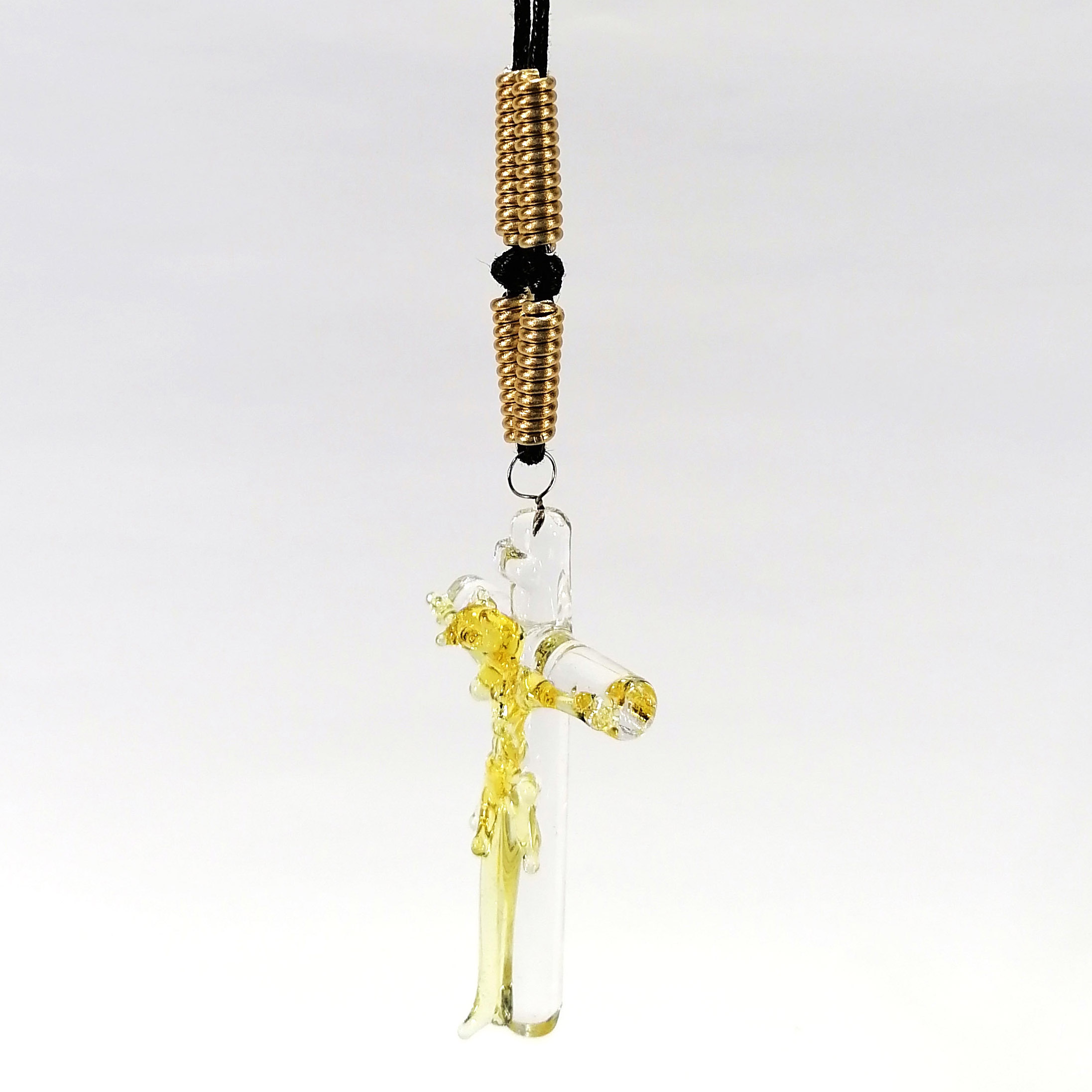 CROSS NECKLACE GLASS CRUCIFIX JESUS PENDANT 9 COLORS by LIMAN GLASS ...
